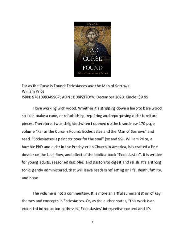 (DOC) "Far as The Curse Is Found" by William Price. A Review