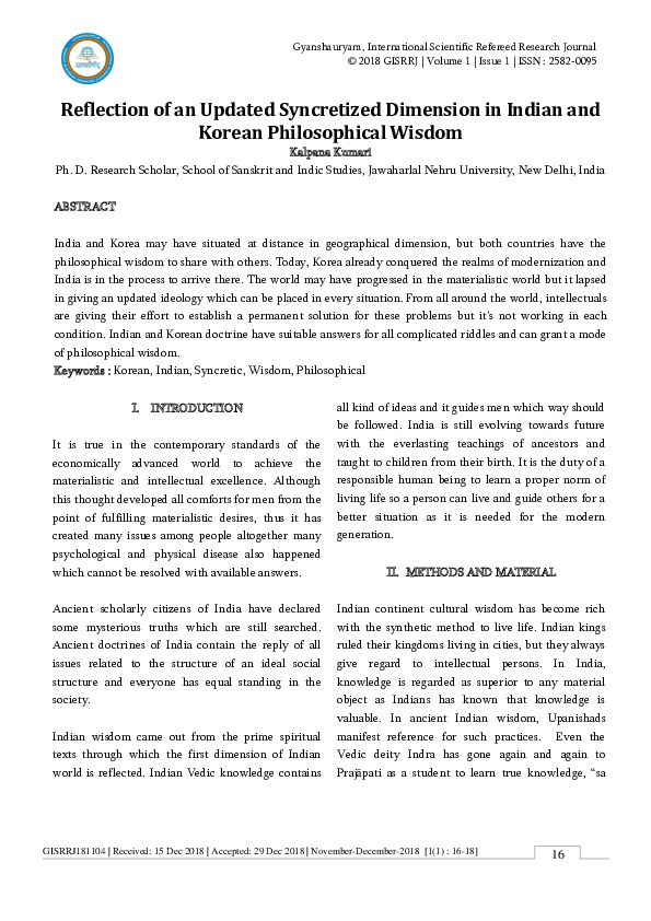(PDF) Reflection of an Updated Syncretized Dimension in Indian and ...
