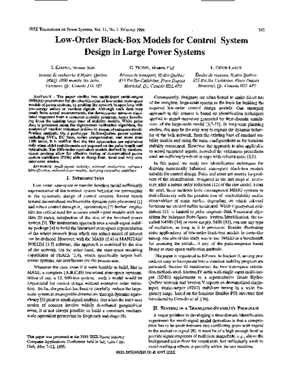 (PDF) Low-order black-box models for control system design in large ...