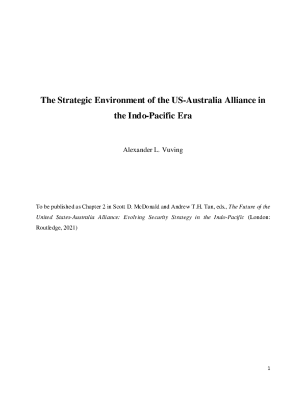 (PDF) The Strategic Environment of the US-Australia Alliance in the ...
