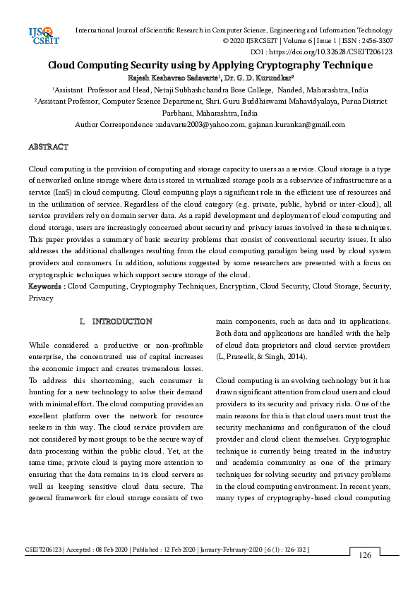 Cloud Computing Security Using By Applying Cryptography Technique