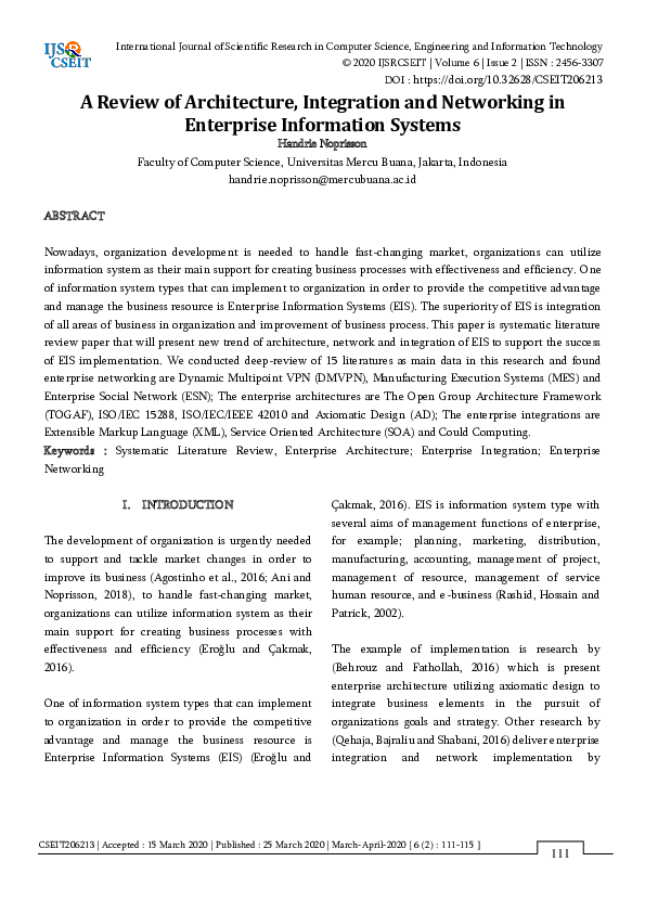 (PDF) A Review of Architecture, Integration and Networking in ...