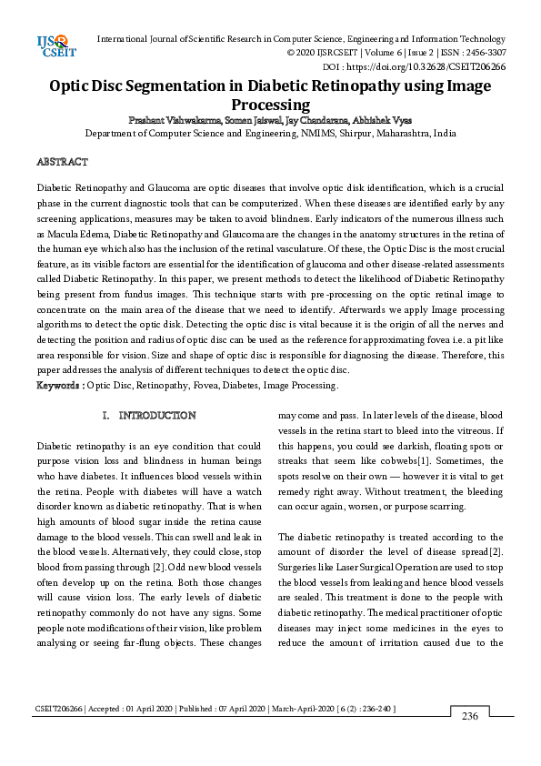(PDF) Optic Disc Segmentation in Diabetic Retinopathy using Image ...
