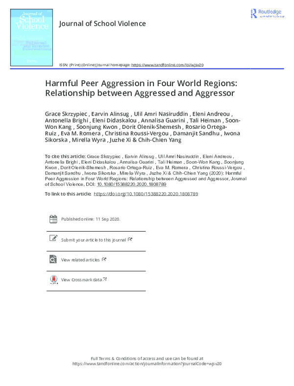 (PDF) Harmful Peer Aggression in Four World Regions: Relationship ...