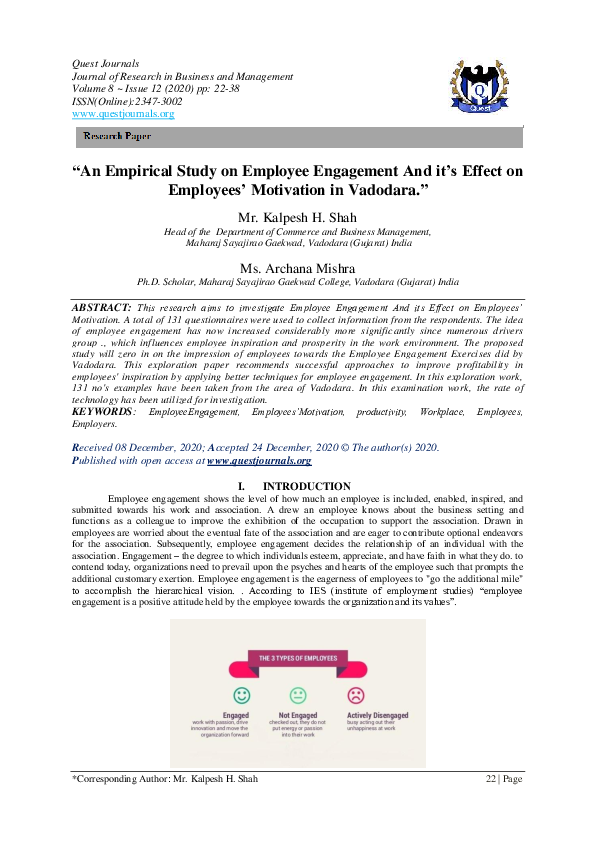 (PDF) "An Empirical Study on Employee Engagement And it's Effect on ...