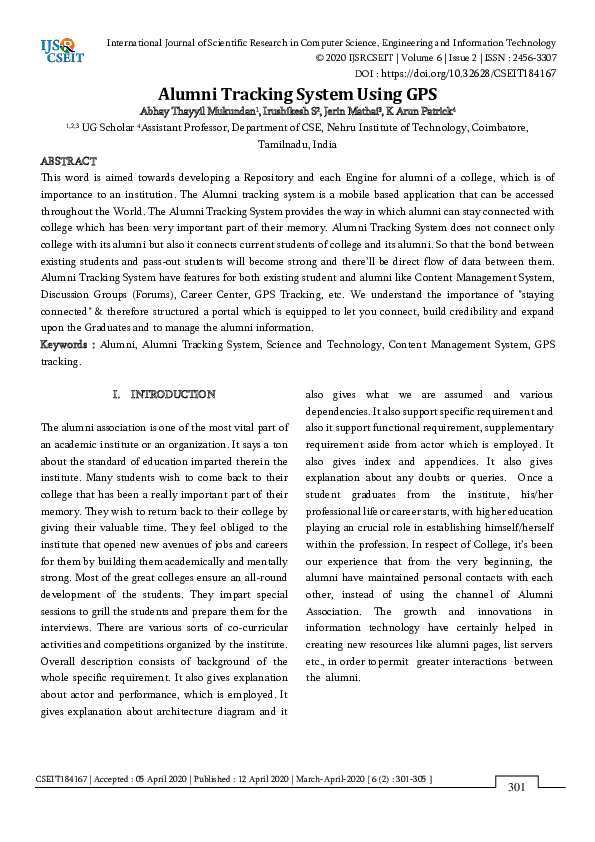 (PDF) Alumni Tracking System Using GPS