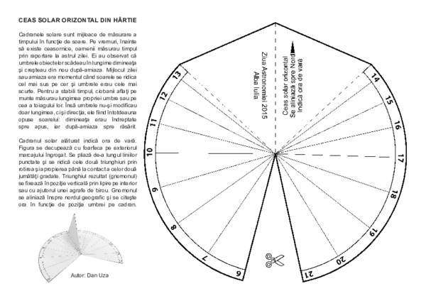 (PDF) Ceas solar orizontal din hârtie (şablon)