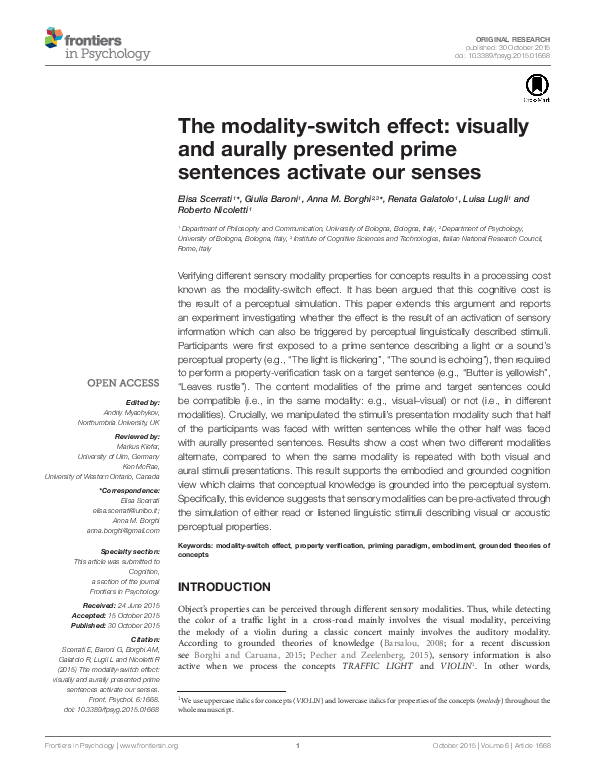(PDF) The modality-switch effect: visually and aurally presented prime ...