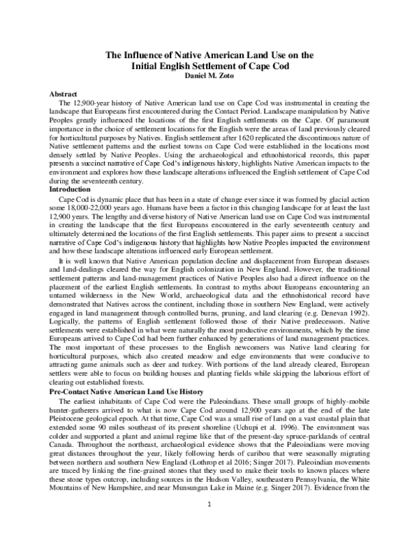(PDF) The Influence of Native American Land Use on the Initial English ...