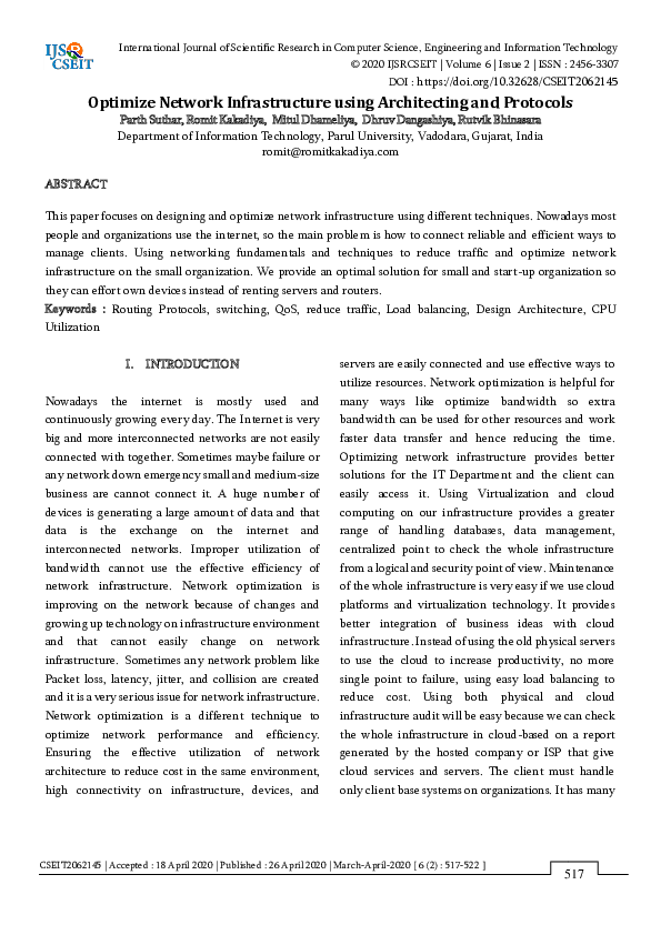 (PDF) Optimize Network Infrastructure using Architecting and Protocols ...