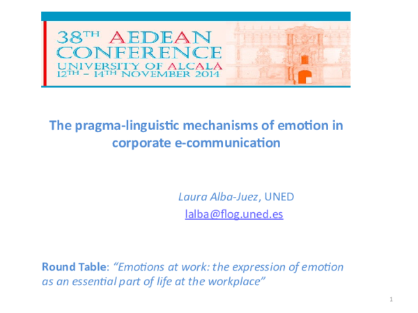(PPT) The pragmalinguistic mechanisms of emotion in corporate e ...