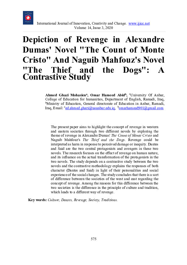 (PDF) Depiction of Revenge in Alexandre Dumas' Novel "The Count of ...