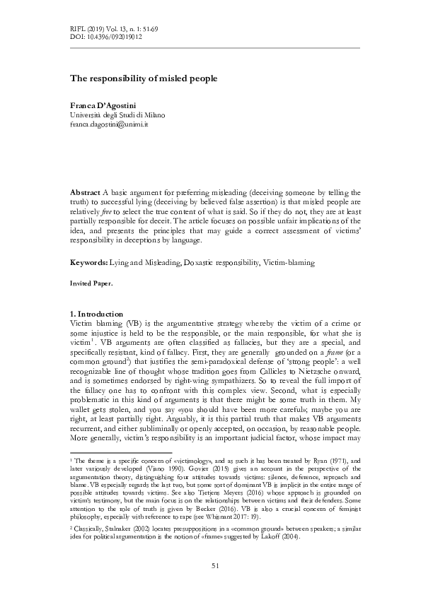 (PDF) The responsibility of misled people