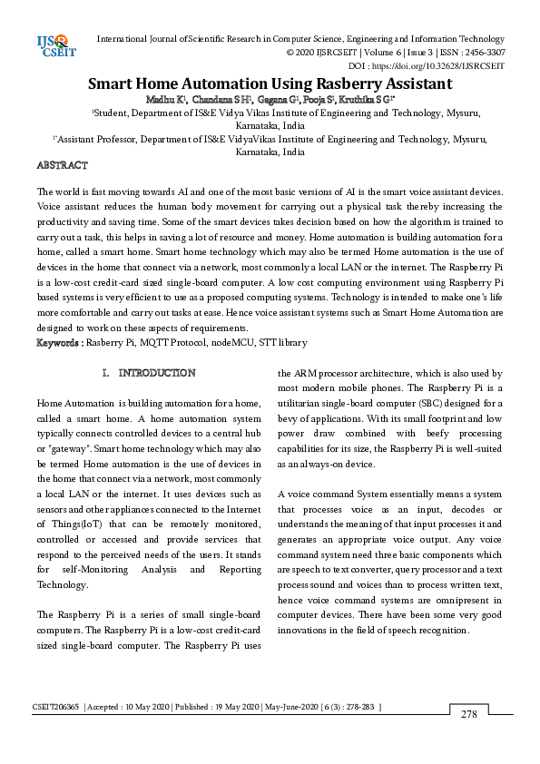 (PDF) Smart Home Automation Using Rasberry Assistant