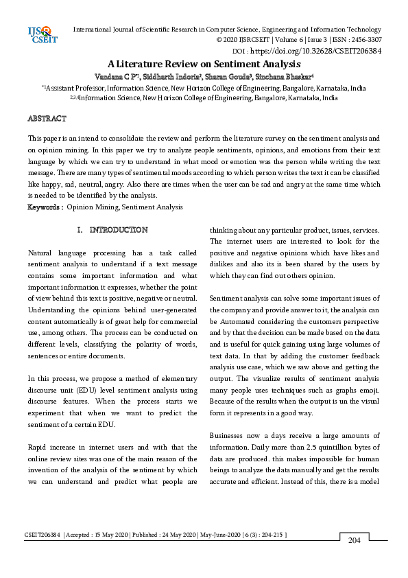 (PDF) A Literature Review on Sentiment Analysis