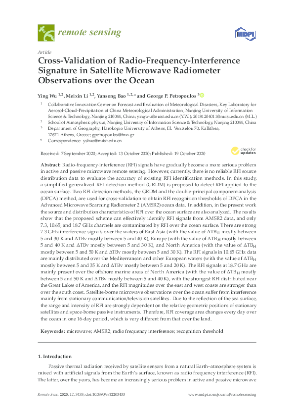 (PDF) Cross-Validation of Radio-Frequency-Interference Signature in ...