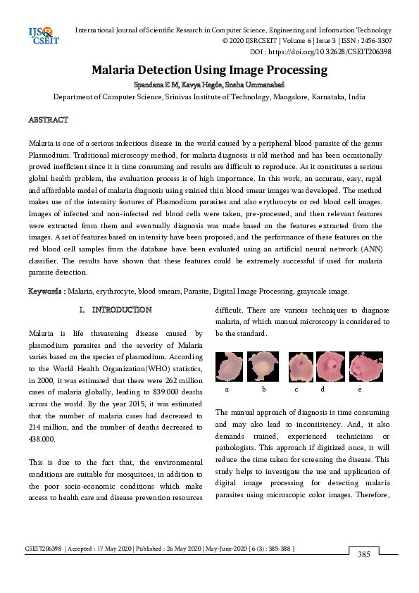 (PDF) Malaria Detection Using Image Processing | International Journal ...