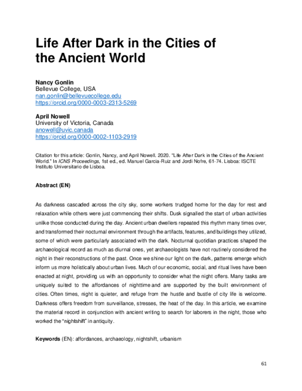 (PDF) Life After Dark in the Cities of the Ancient World
