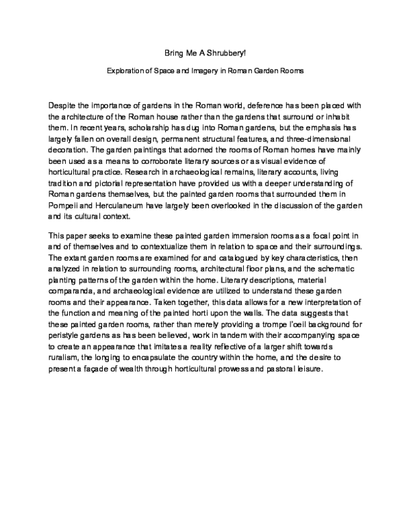 (PDF) Bring Me A Shrubbery! Exploration of Space and Imagery in Roman ...