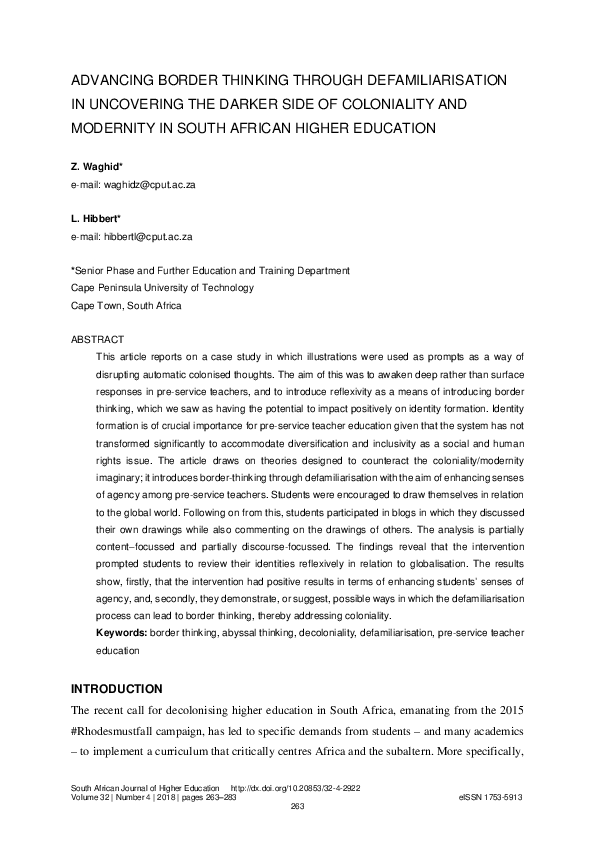 (PDF) ADVANCING BORDER THINKING THROUGH DEFAMILIARISATION IN UNCOVERING ...