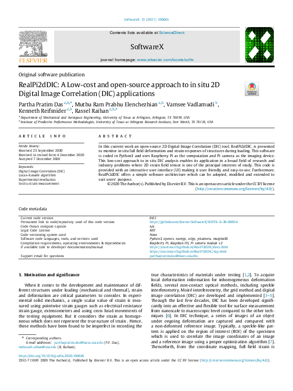 (PDF) RealPi2dDIC: A Low-cost and open-source approach to in situ 2D Digital Image Correlation ...