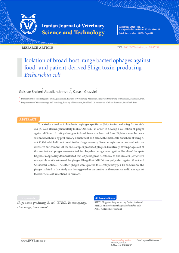 (PDF) Isolation of broad-host-range bacteriophages against food-and ...