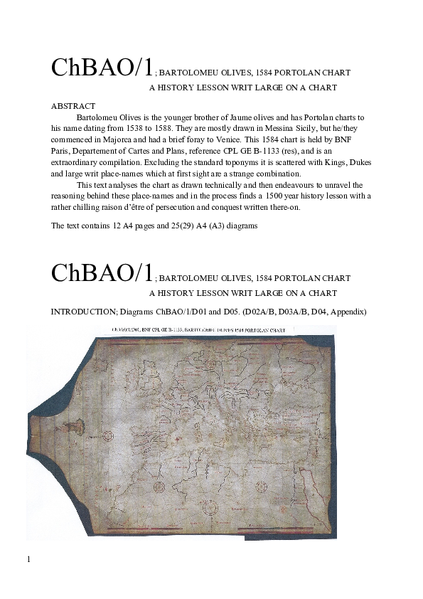 (DOC) ChBAO/1; BARTOLOMEU OLIVES, 1584 PORTOLAN CHART A HISTORY LESSON ...