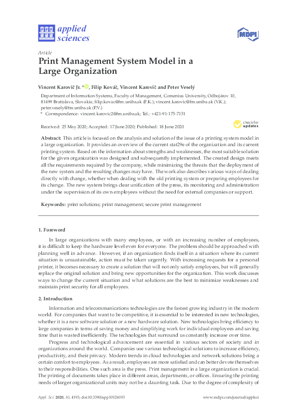 (PDF) Print Management System Model in a Large Organization | Peter ...