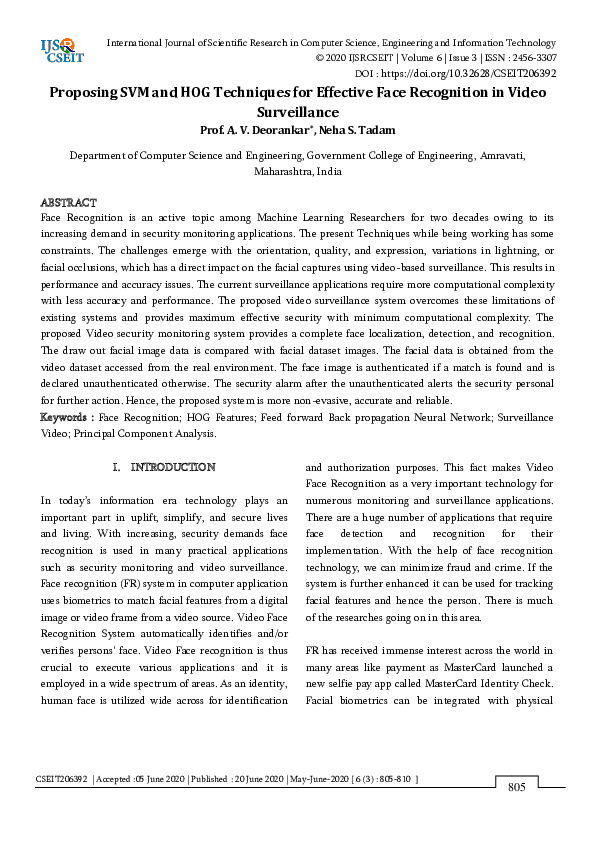 Pdf Proposing Svm And Hog Techniques For Effective Face Recognition