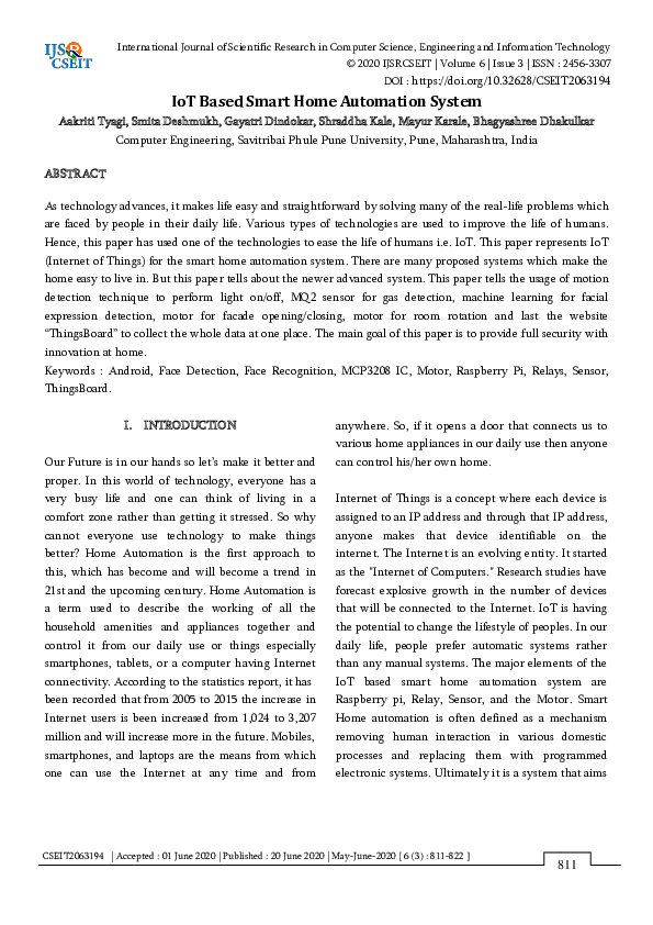 (PDF) IoT Based Smart Home Automation System