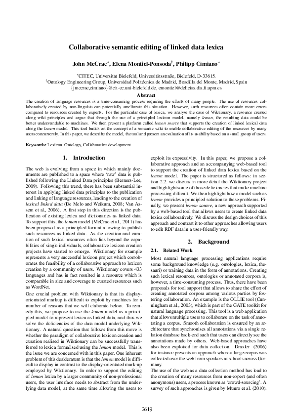 Pdf Collaborative Semantic Editing Of Linked Data Lexica