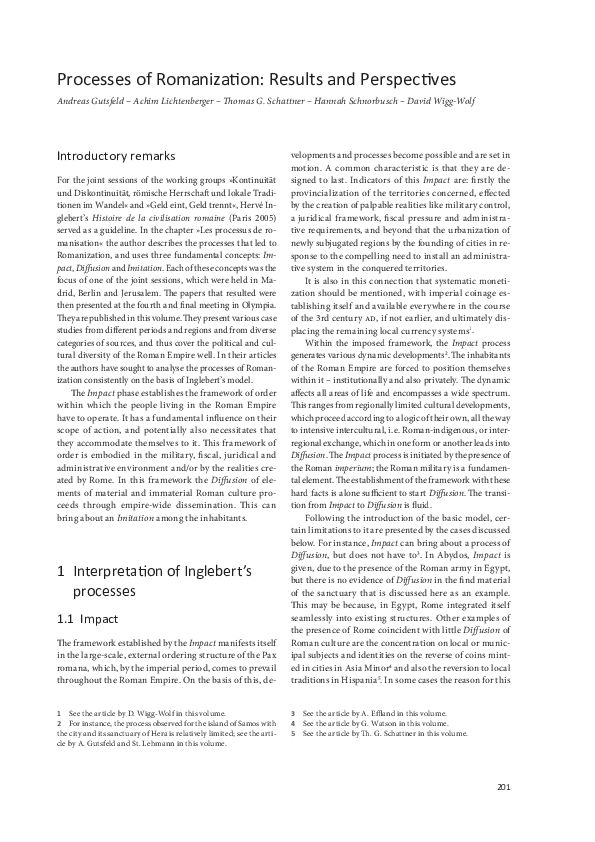 (PDF) Processes of Romanization: Results and Perspectives