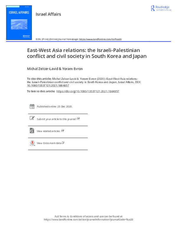 (PDF) East-West Asia relations: the Israeli-Palestinian conflict and ...