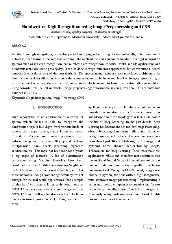 (PDF) Enhancing CNN-Based Handwritten Digit Recognition (PDF) Enhancing CNN-Based Handwritten Digit Recognition