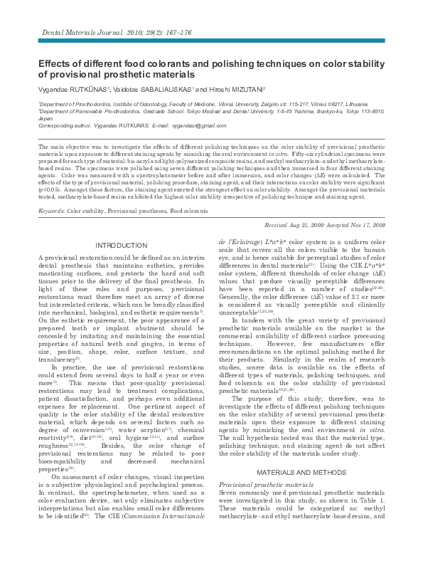 (PDF) Effects of different food colorants and polishing techniques on color stability of ...