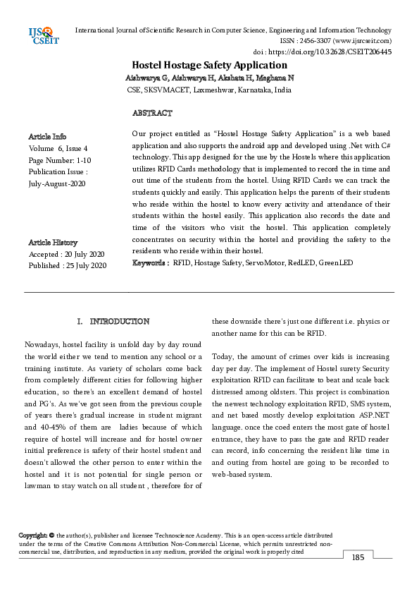 (PDF) Hostel Hostage Safety Application