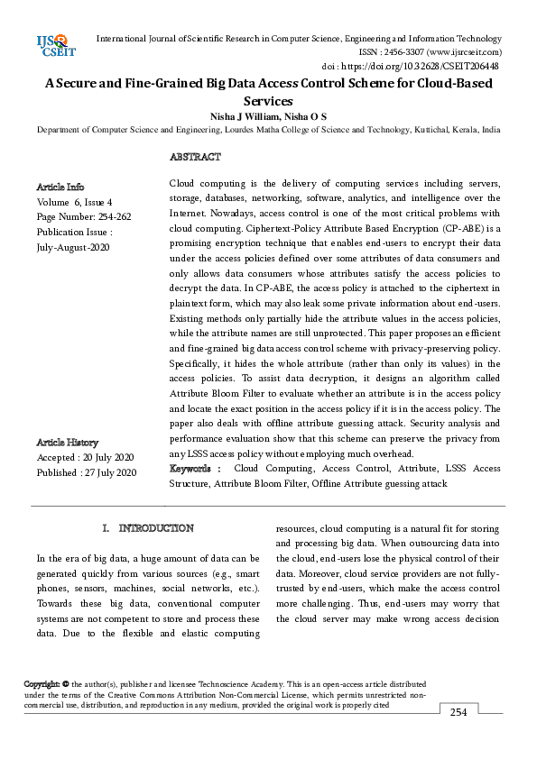 (PDF) A Secure and Fine-Grained Big Data Access Control Scheme for Cloud-Based Services