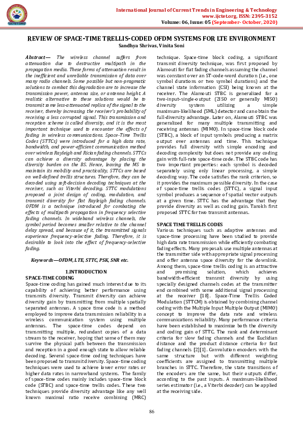 Pdf Review Of Space Time Trellis Coded Ofdm Systems For Lte Environment