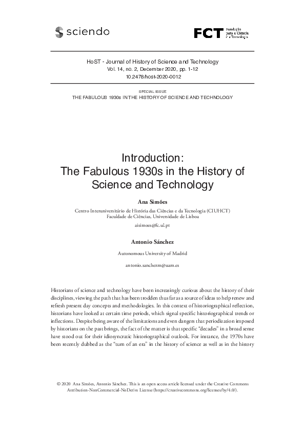 (PDF) SPECIAL ISSUE: Introduction - The Fabulous 1930s in the History ...