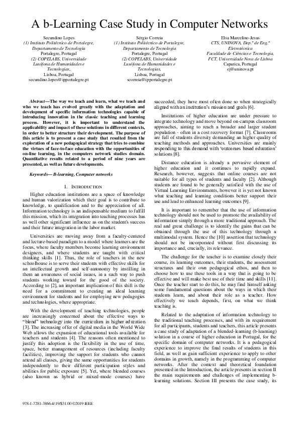 (PDF) A b-Learning Case Study in Computer Networks