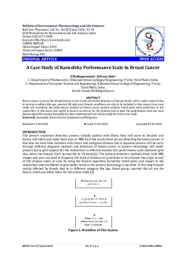 (PDF) A Case Study of Karnofsky Performance Scale In Breast Cancer
