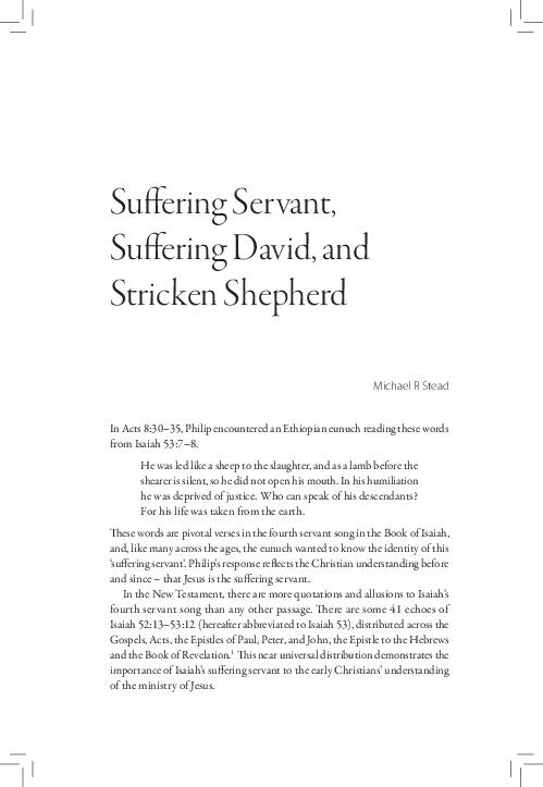 (PDF) Suffering Servant, Suffering David, and Stricken Shepherd