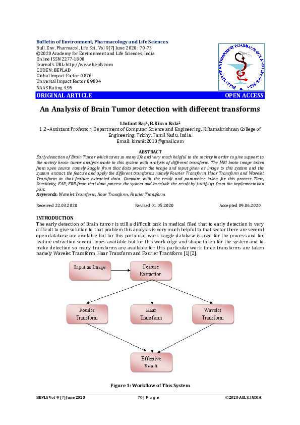 (PDF) An Analysis of Brain Tumor detection with different transforms