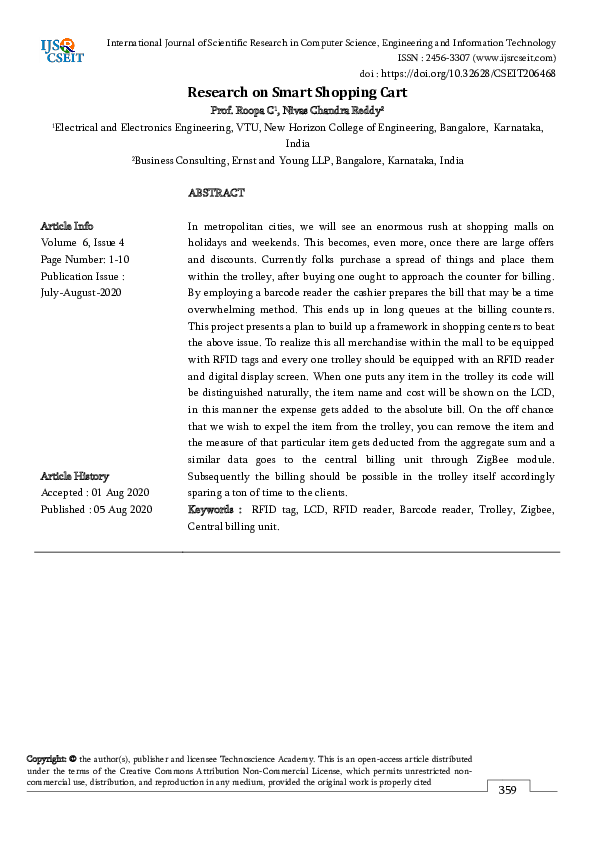 (PDF) Research on Smart Shopping Cart