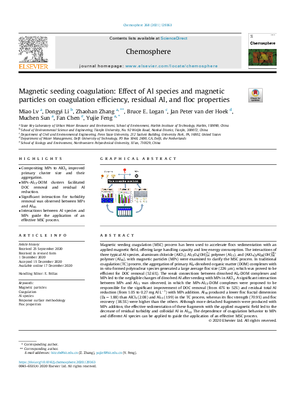 (PDF) Magnetic seeding coagulation: Effect of Al species and magnetic ...