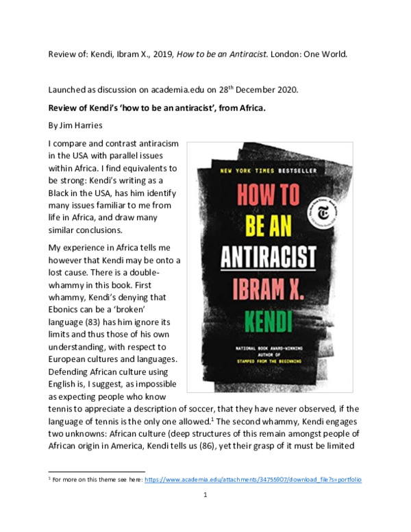 (PDF) Review of Kendi’s ‘how to be an antiracist’, from Africa.