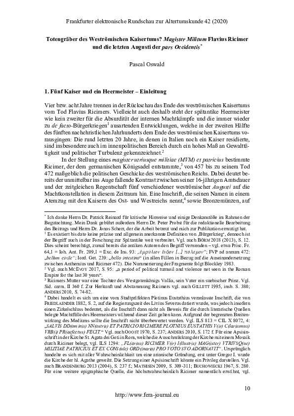 (PDF) Totengräber des Weströmischen Kaisertums? Magister Militum ...