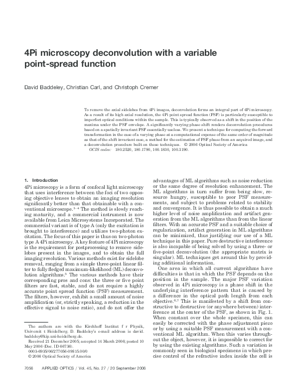 (PDF) 4Pi microscopy deconvolution with a variable point-spread function