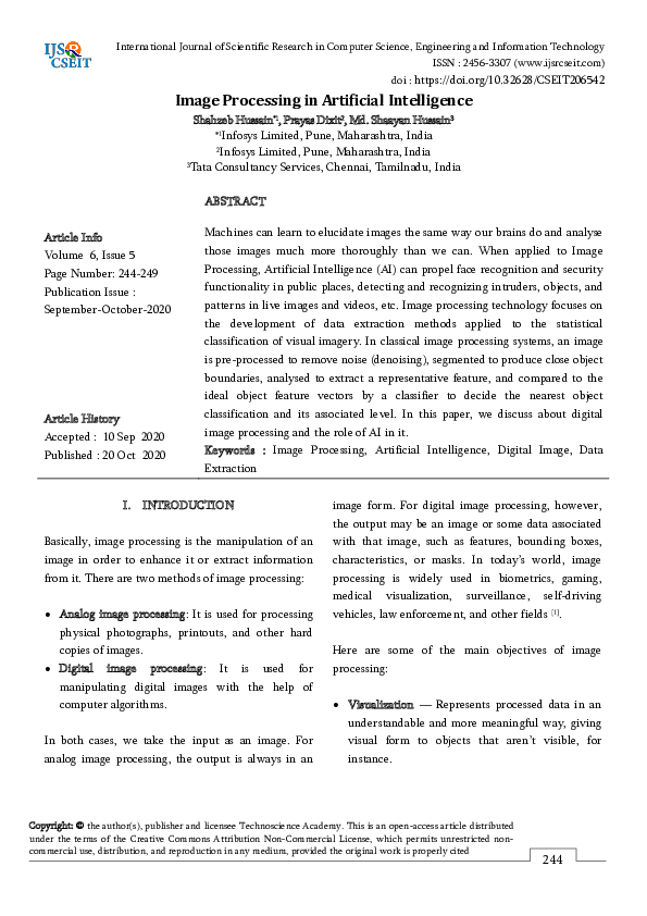 (PDF) Image Processing in Artificial Intelligence | International ...