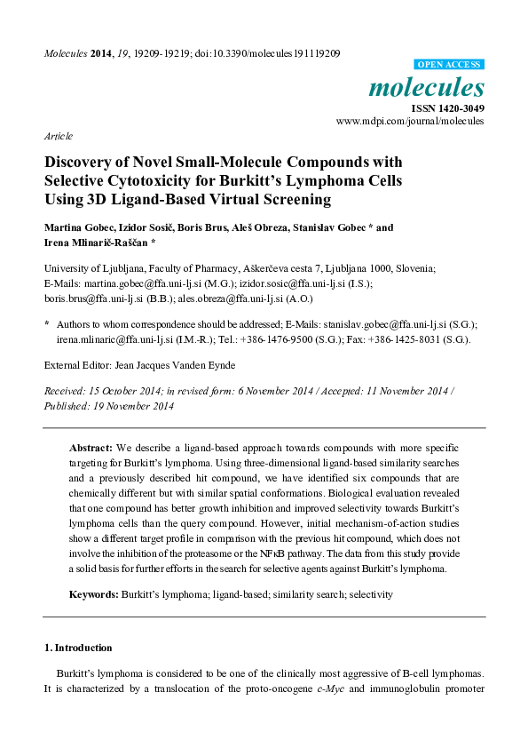 (PDF) Discovery of Novel Small-Molecule Compounds with Selective ...